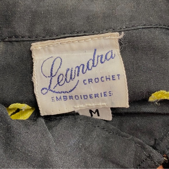 Vintage | Tops | Vintage Leandra Black Multicolor Floral Embroidered ...